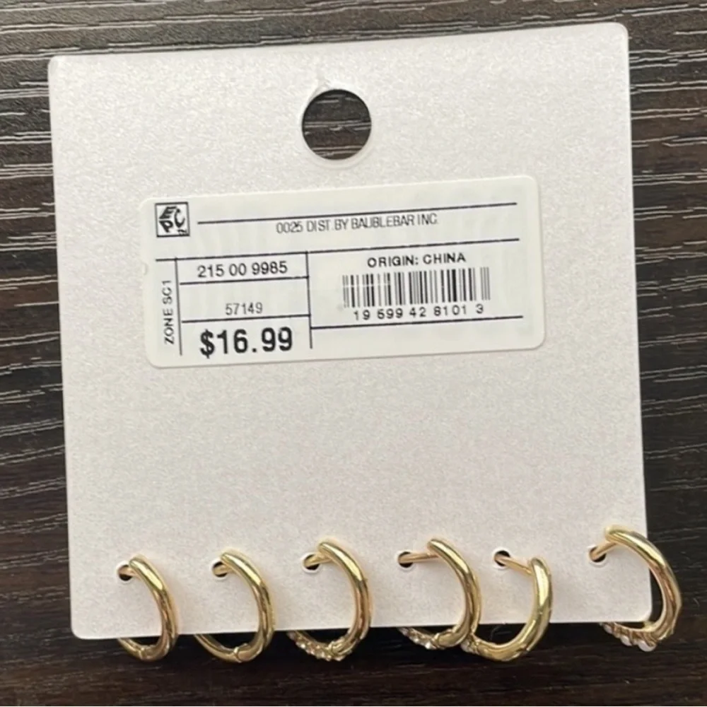 BaubleBar | Jewelry | Sugarfix By Baublebar 3piece Mini Gold Hoops ...